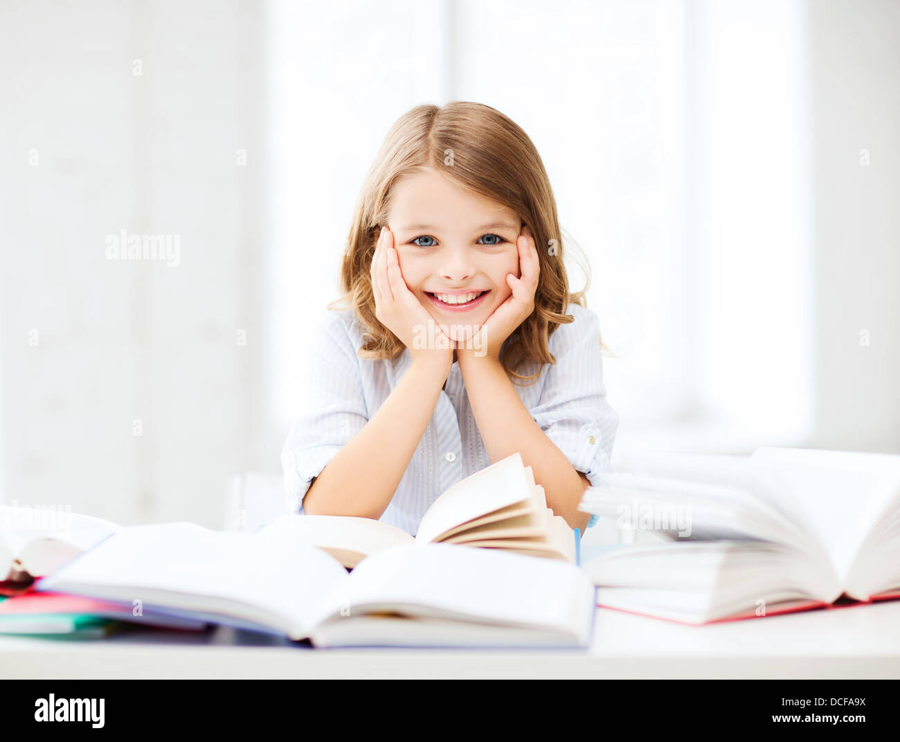 student girl studying at school Stock Photo - Alamy