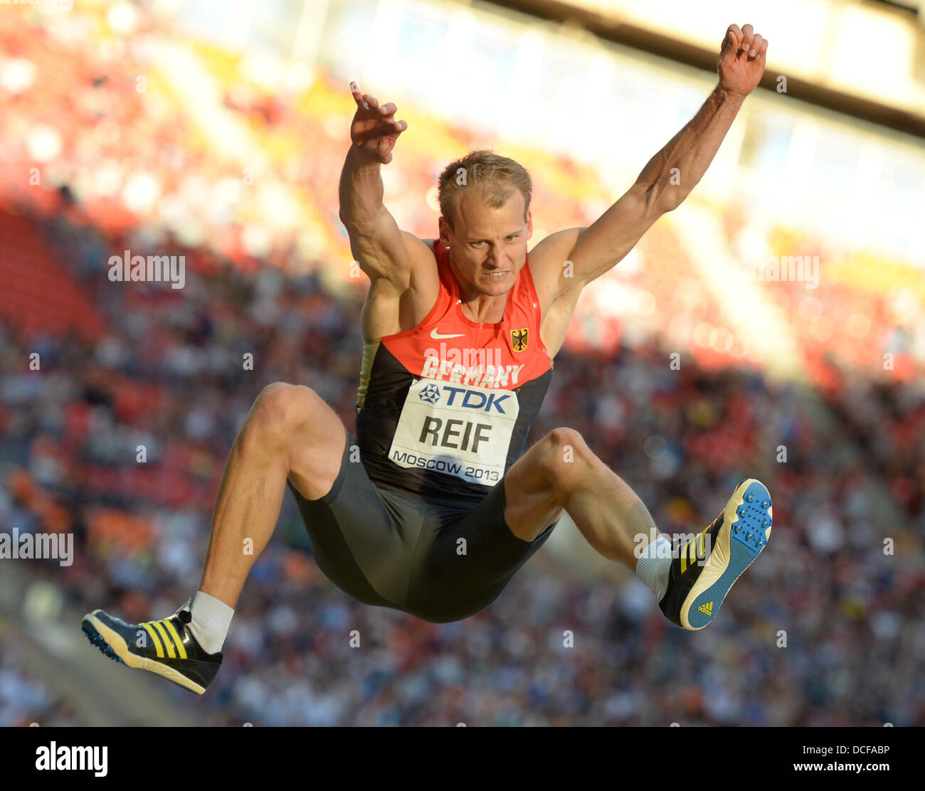 Moscow, Russia. 16th Aug, 2013. Christian Reif of Germany competes in ...