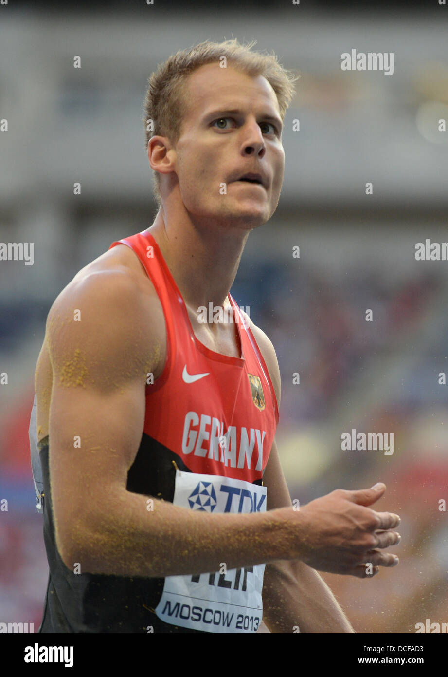 Moscow, Russia. 16th Aug, 2013. Christian Reif of Germany reacts in the ...