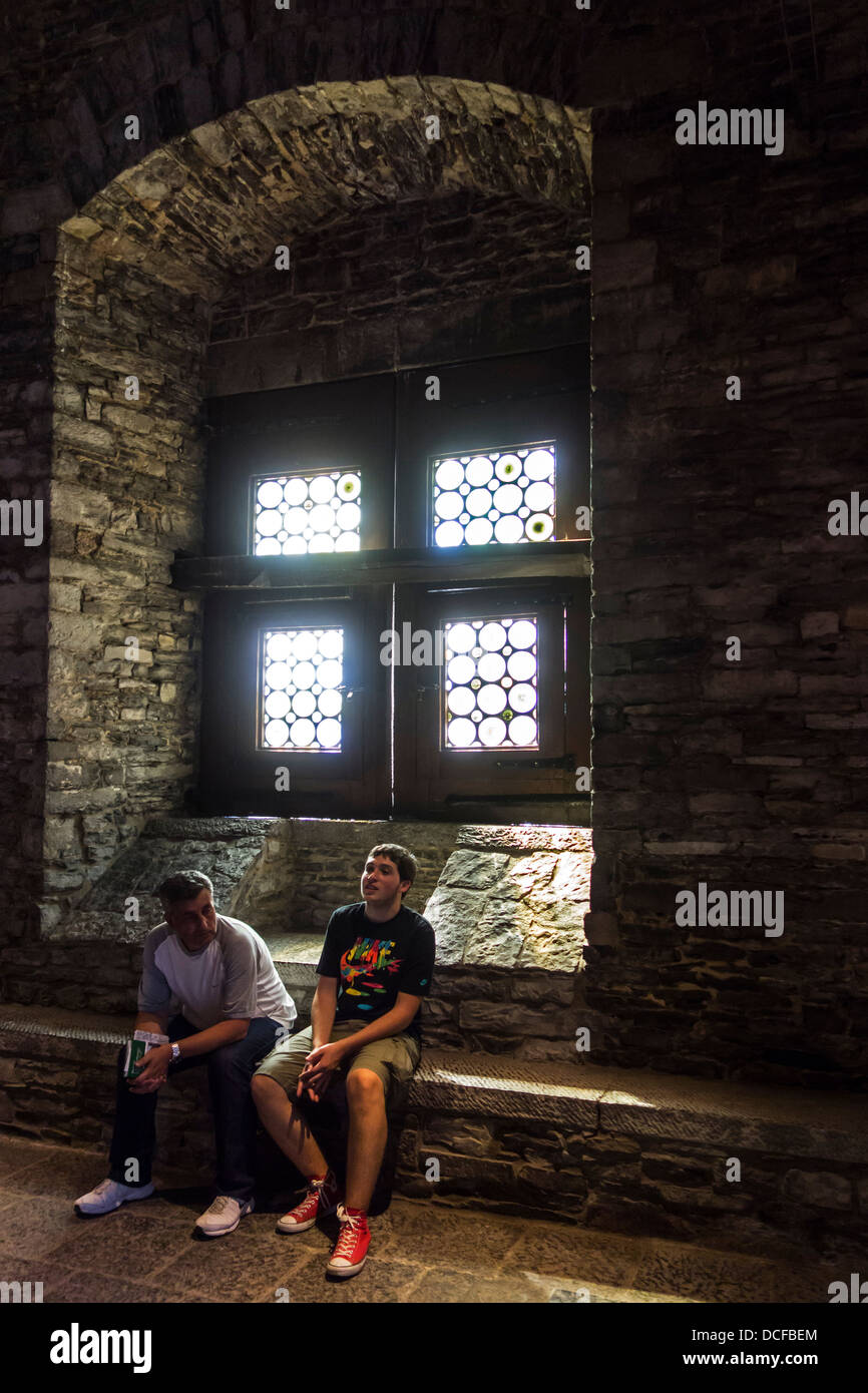 Tourists in the Gravensteen / Castle of the counts museum in the ...