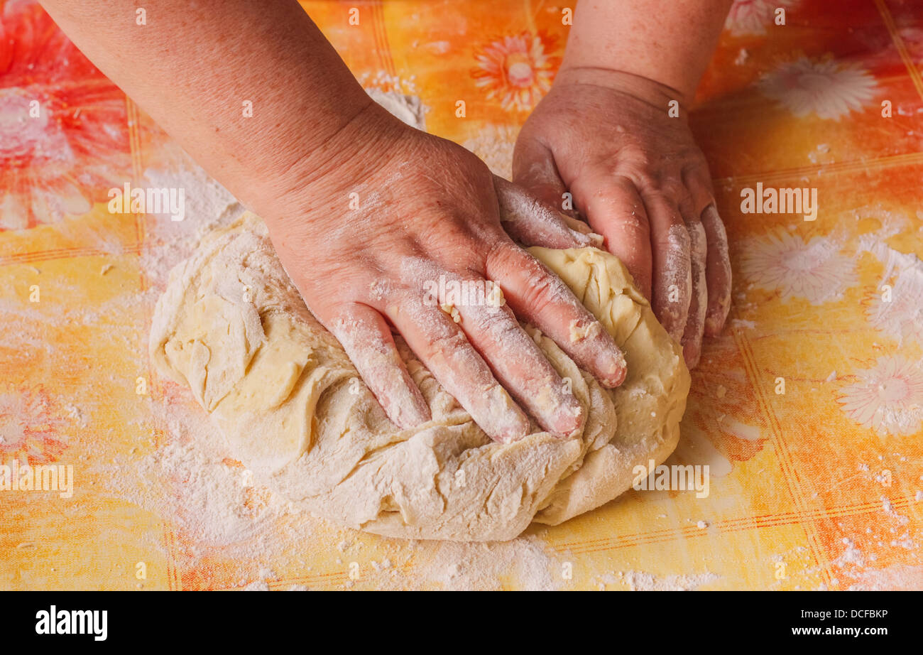 Making Bread, Female Hands, Kneading A Dough Stock Photo - Alamy