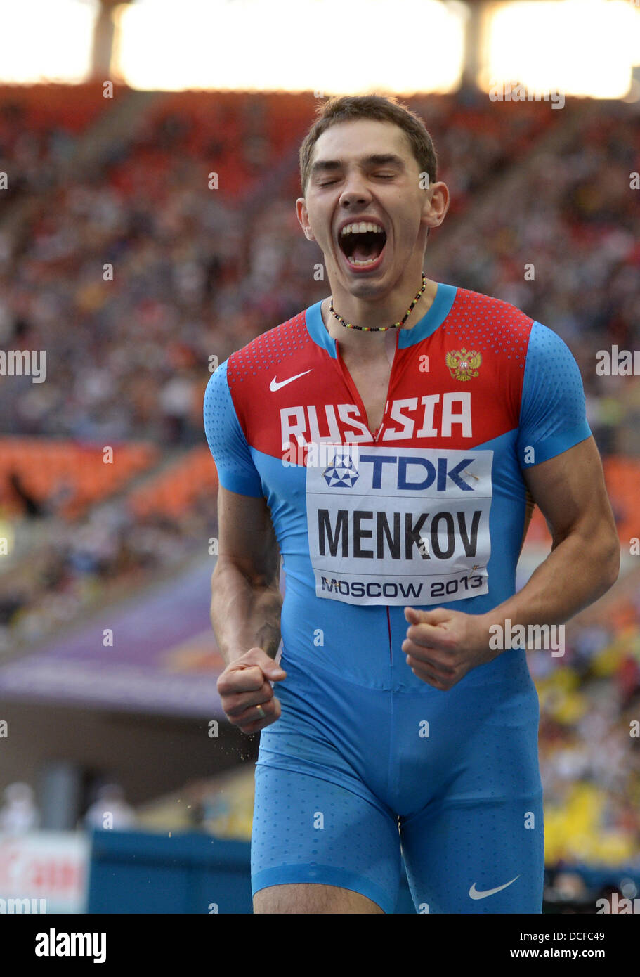 Moscow, Russia. 16th Aug, 2013. Aleksandr Menkov of Russia celebrates ...