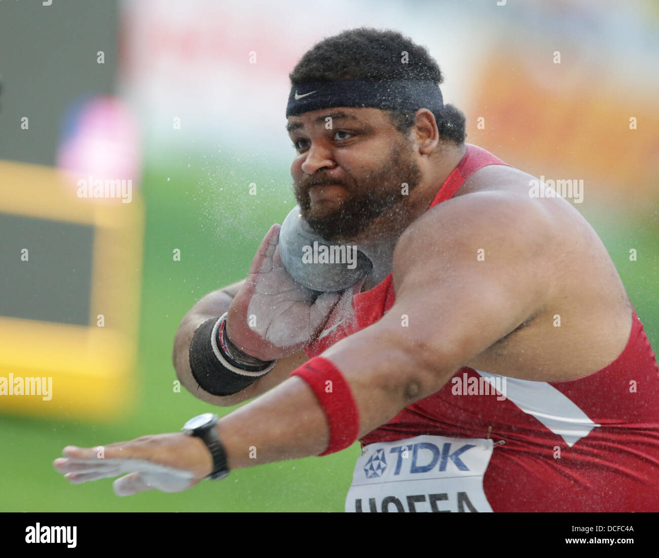Moscow, Russia. 16th Aug, 2013. Reese Hoffa of the USA competes in the ...