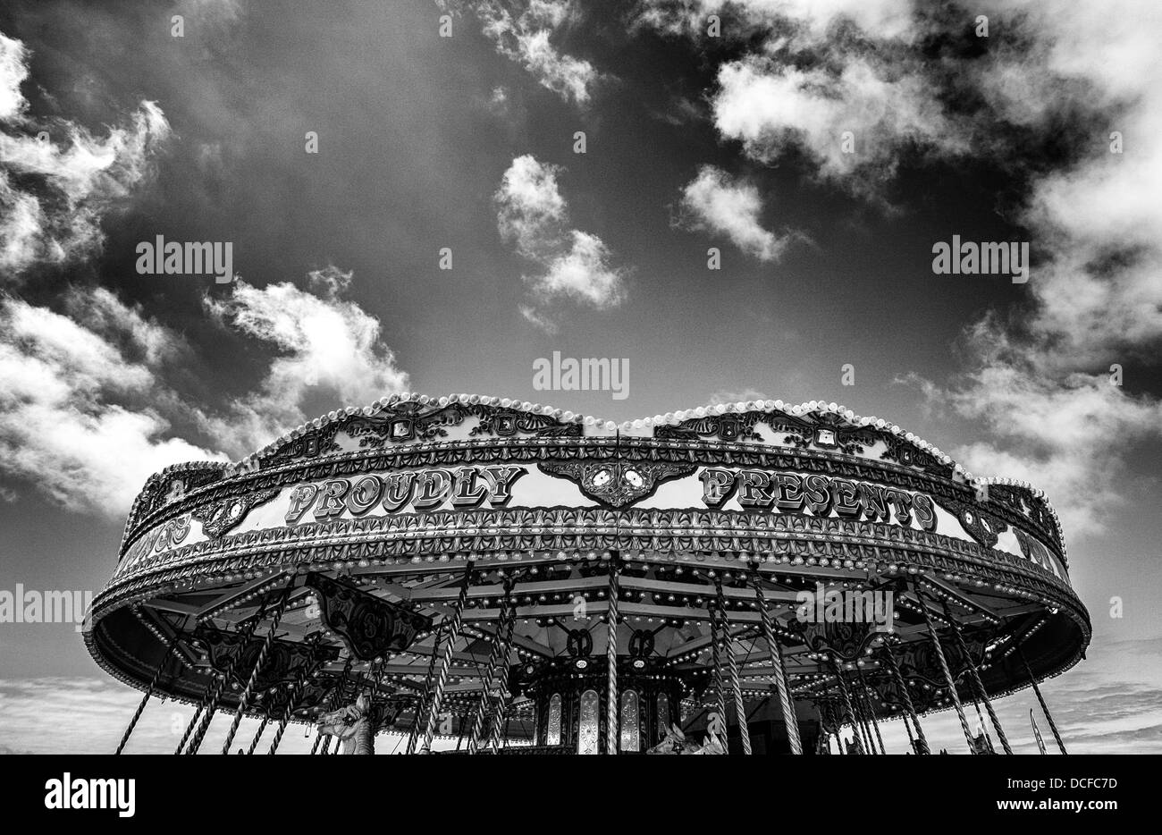 Merry go round ride Black and White Stock Photos & Images - Alamy