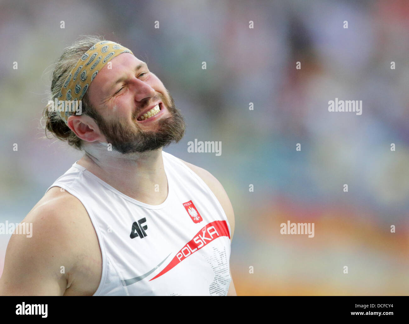 Moscow, Russia. 16th Aug, 2013. Tomasz Majewski of Poland reacts in the ...