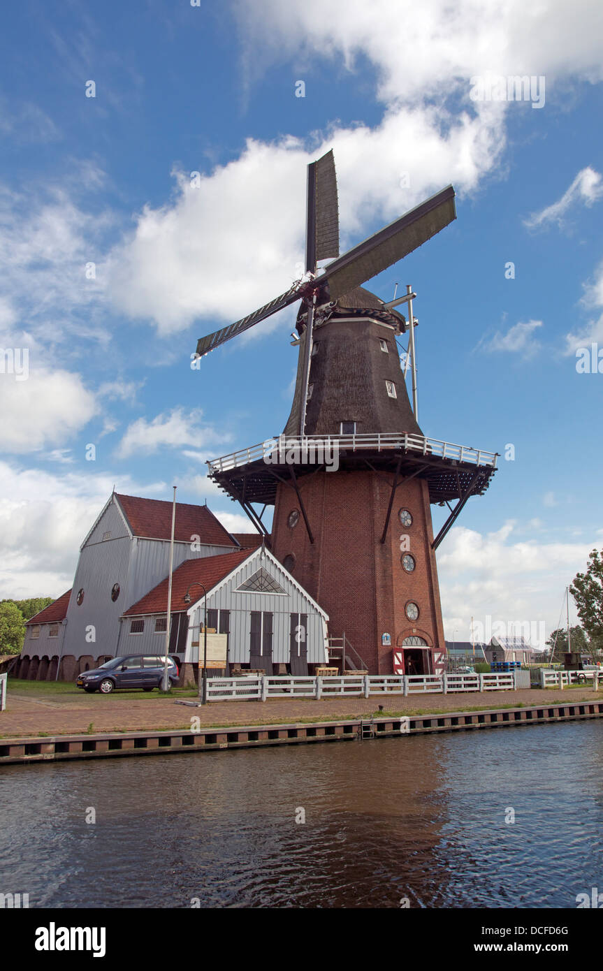 Working windmill Birdaard Friesland Holland Stock Photo - Alamy