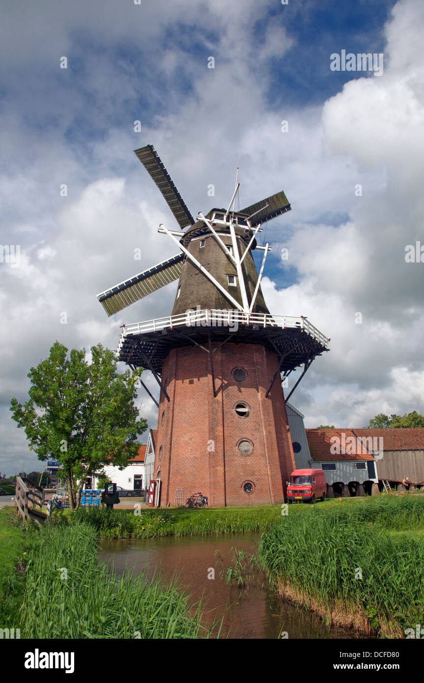 Working windmill Birdaard Friesland Holland Stock Photo - Alamy