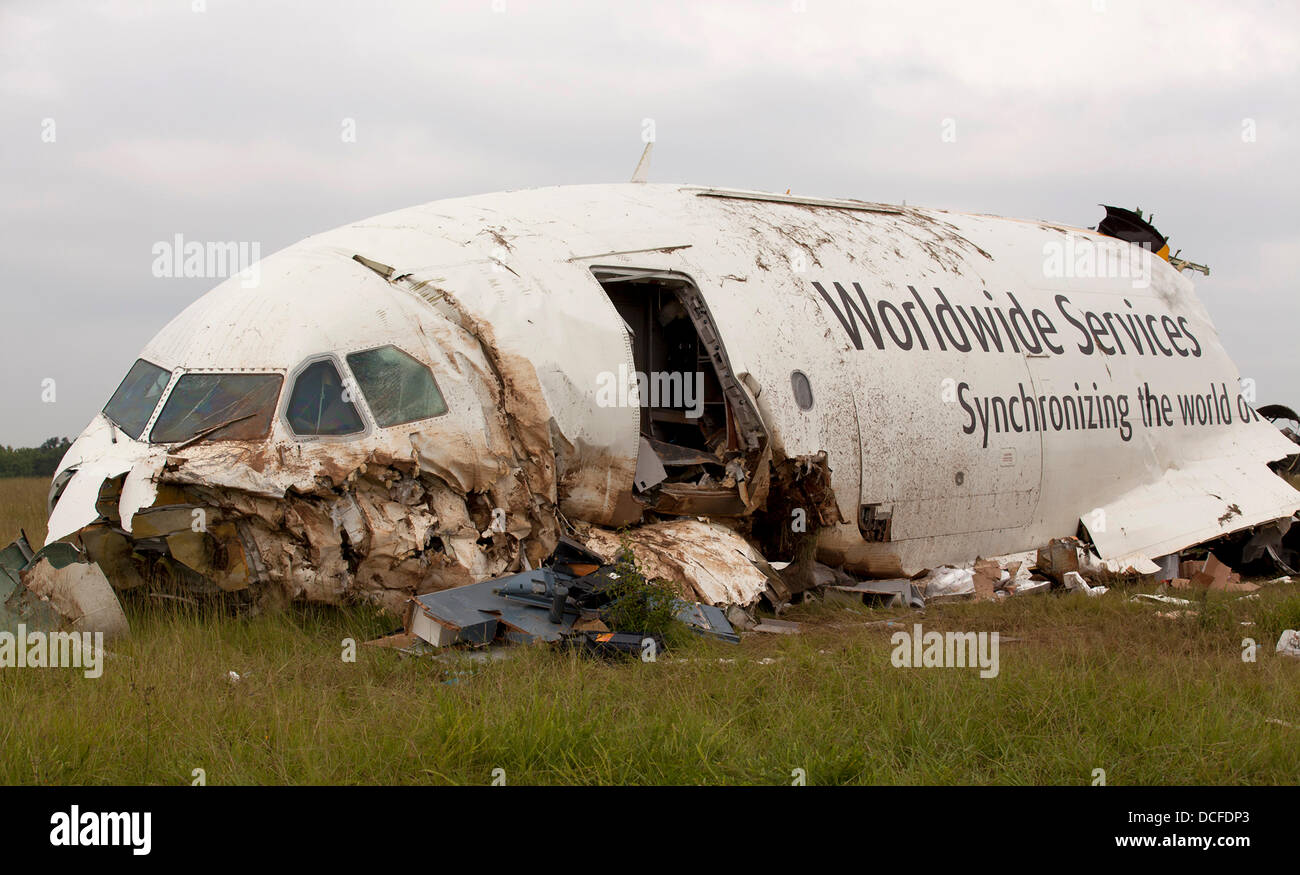Wreckage of a UPS Airbus A300 cargo plane which crashed near the ...