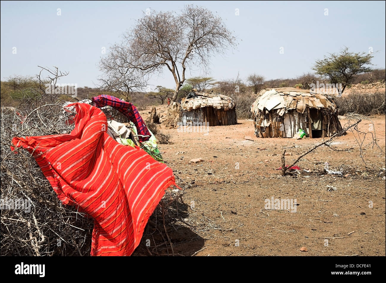 Huts In A Village In Kenya Stock Photo - Alamy