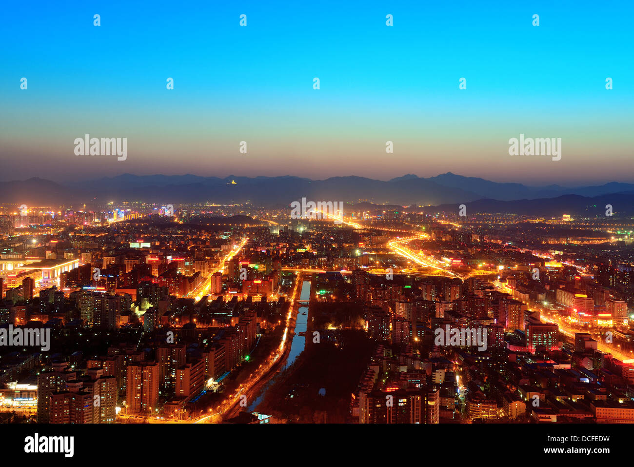 Beijing sunset aerial view with urban buildings Stock Photo - Alamy