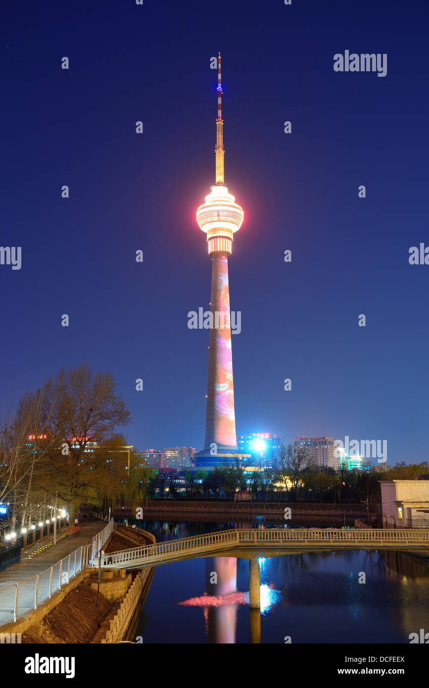 Central Radio & TV Tower at night Stock Photo - Alamy