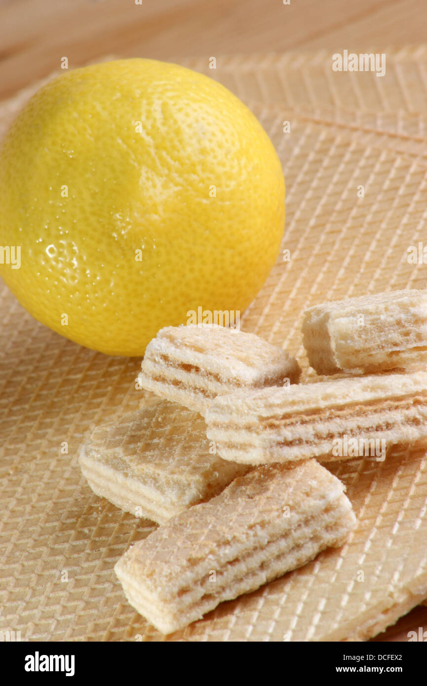 home made wafer with organic lemon cream Stock Photo - Alamy
