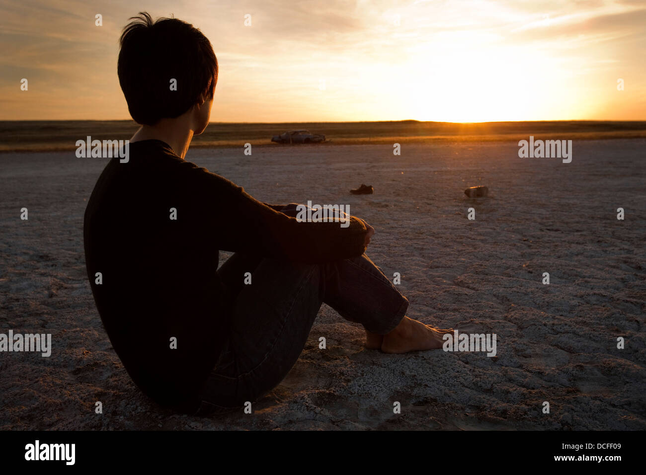 Back view woman silhouette sitting hi-res stock photography and images ...