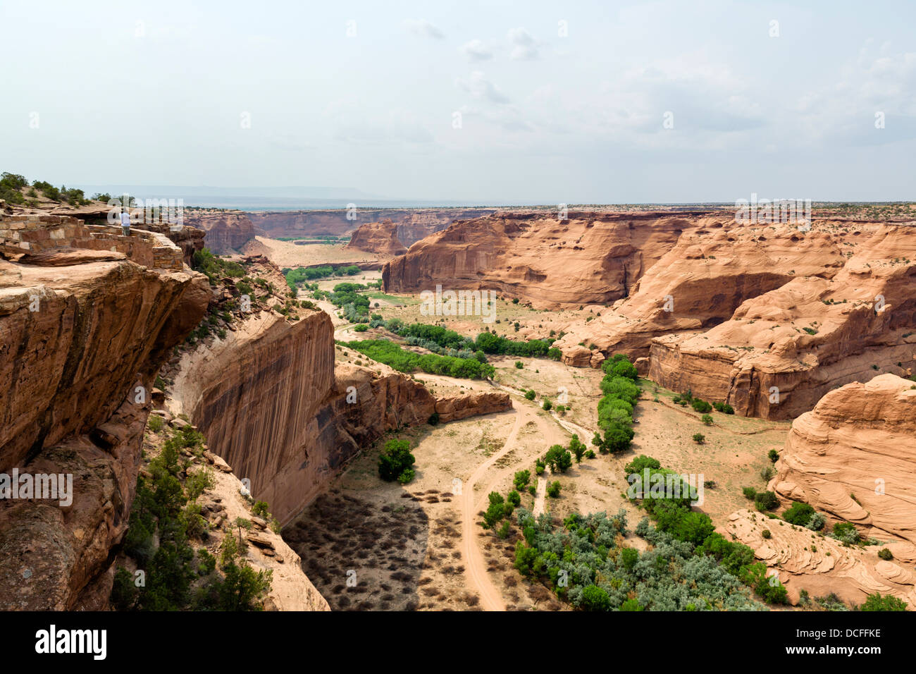 Tourist at the White House Overlook, South Rim, Canyon de Chelly ...