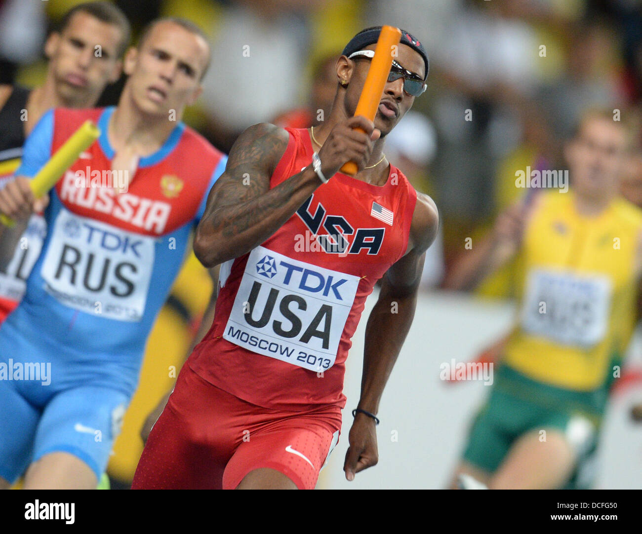 Moscow, Russia. 16th Aug, 2013. Arman Hall (C) of USA competes in the ...