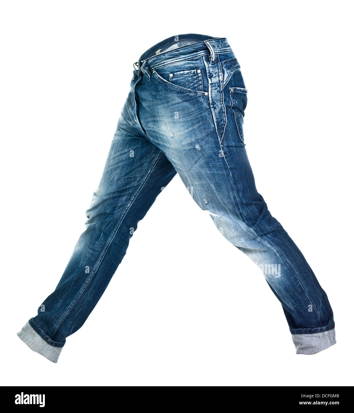Worn blue jeans isolated Stock Photo - Alamy