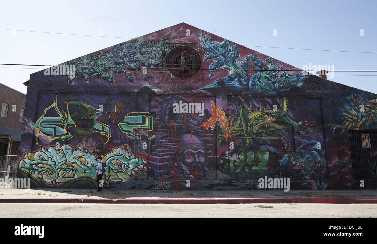 Aug. 17, 2013 - Los Angeles, CALIFORNIA, USA - A man walks by a ...