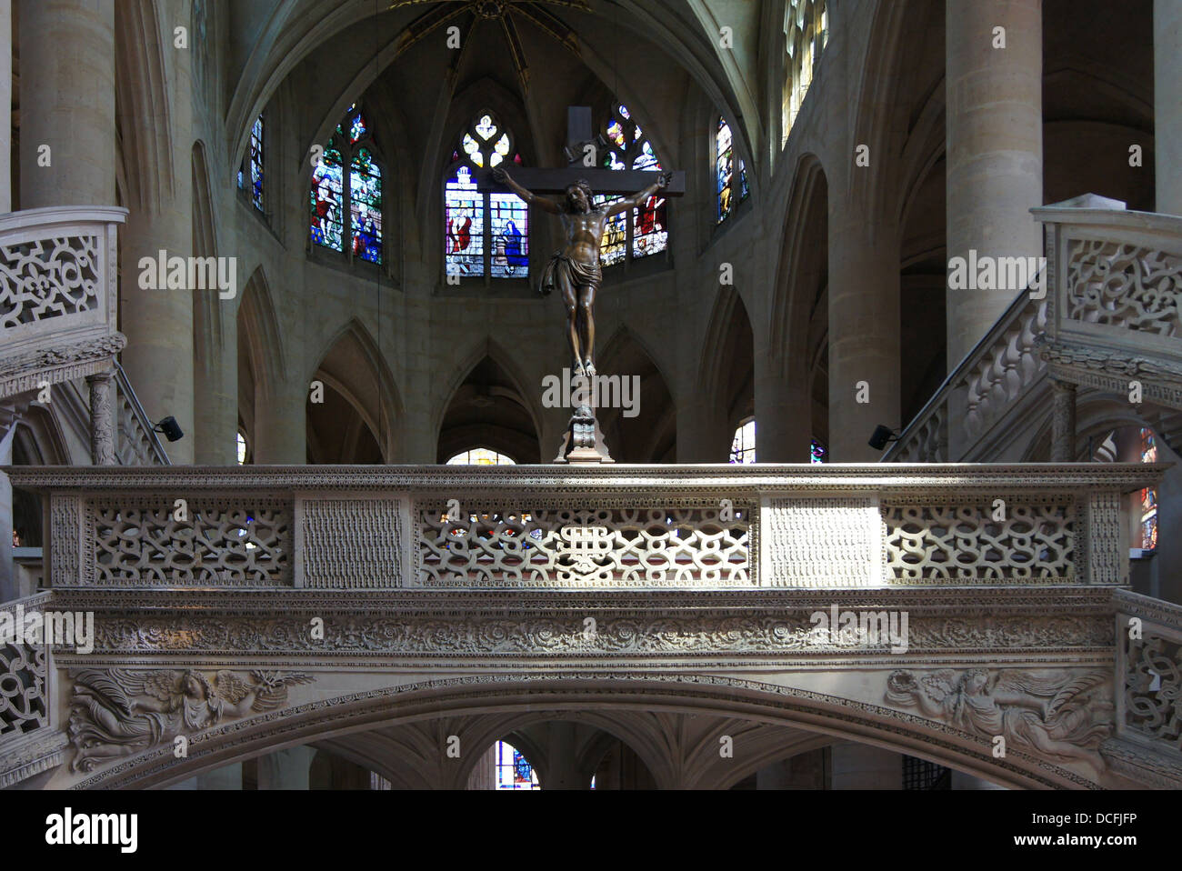 center of the rood screen of church Saint Etienne du Mont in Paris ...