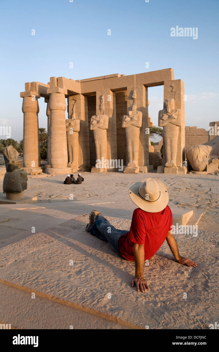 Man Sitting At Temple In Luxor; Cairo,Egypt,Africa Stock Photo - Alamy