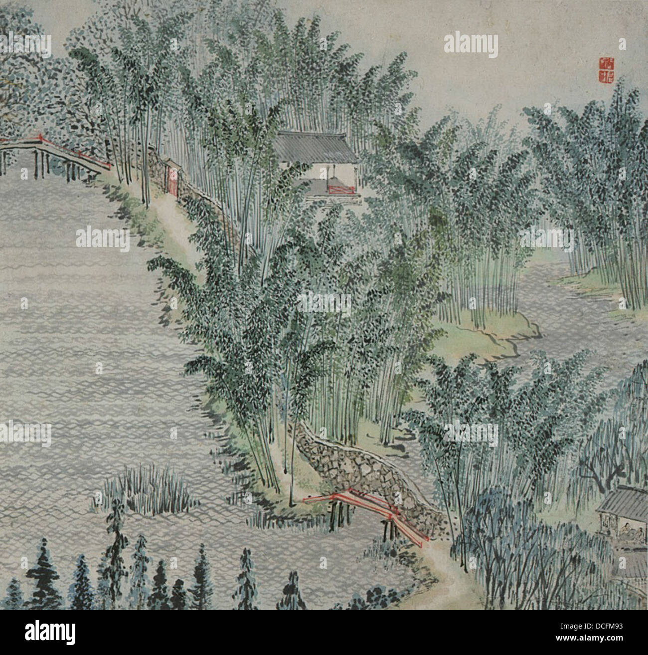 This painting, part of a series depicting Zhi Garden, illustrates a ...