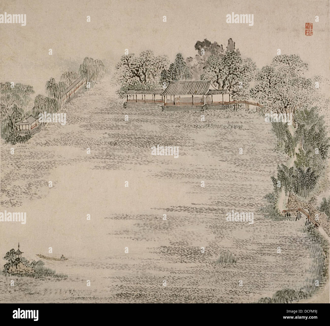 This painting, part of the Zhi Garden series, depicts the serene beauty ...