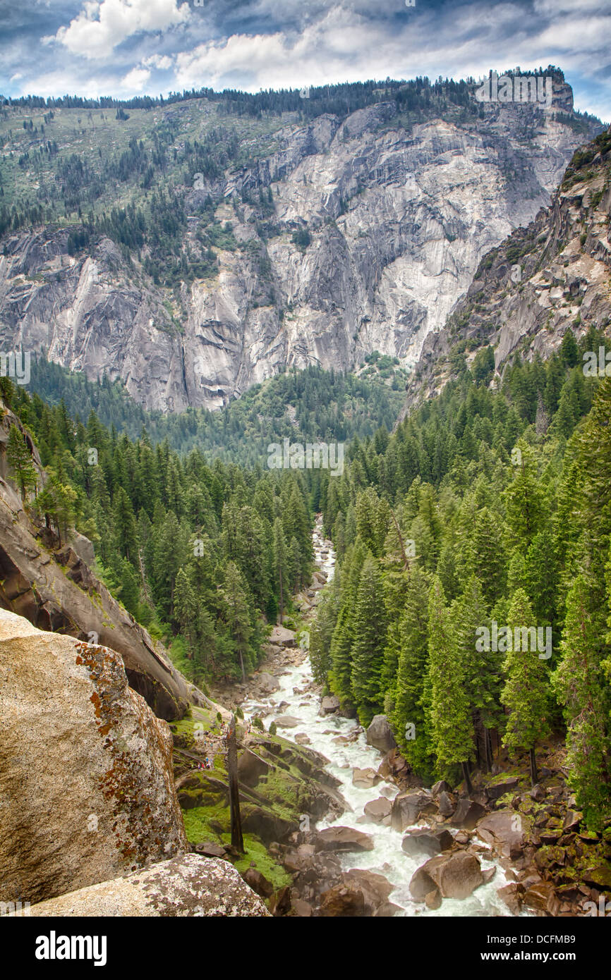 HDR view on Merced river from top of Vernal falls Stock Photo - Alamy