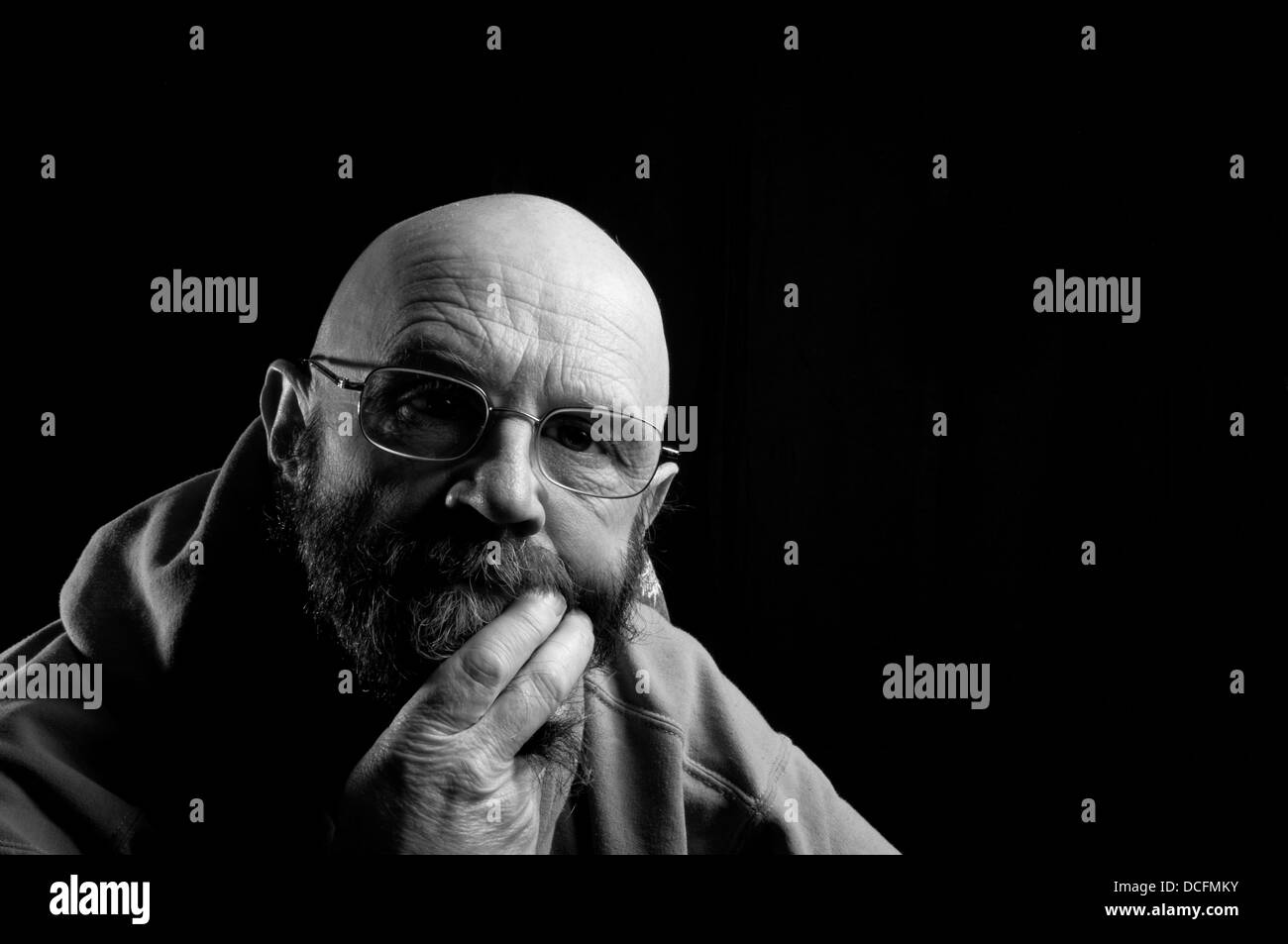 Man thinking unhappy expression Black and White Stock Photos & Images ...