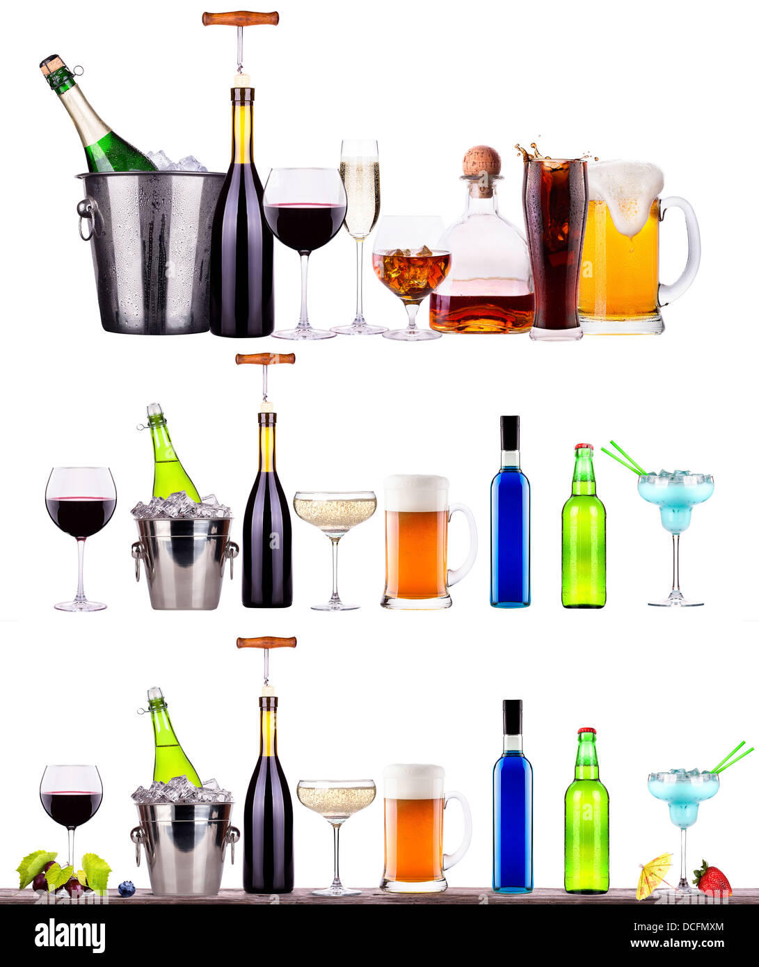 red wine, champagne,beer,alcohol cocktail with corkscrew,grape,Blue ...