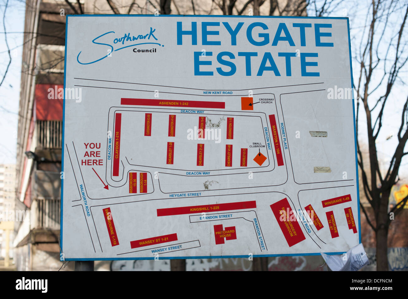 A map is pictured at the entrance to the Heygate Estate in Elephant and ...