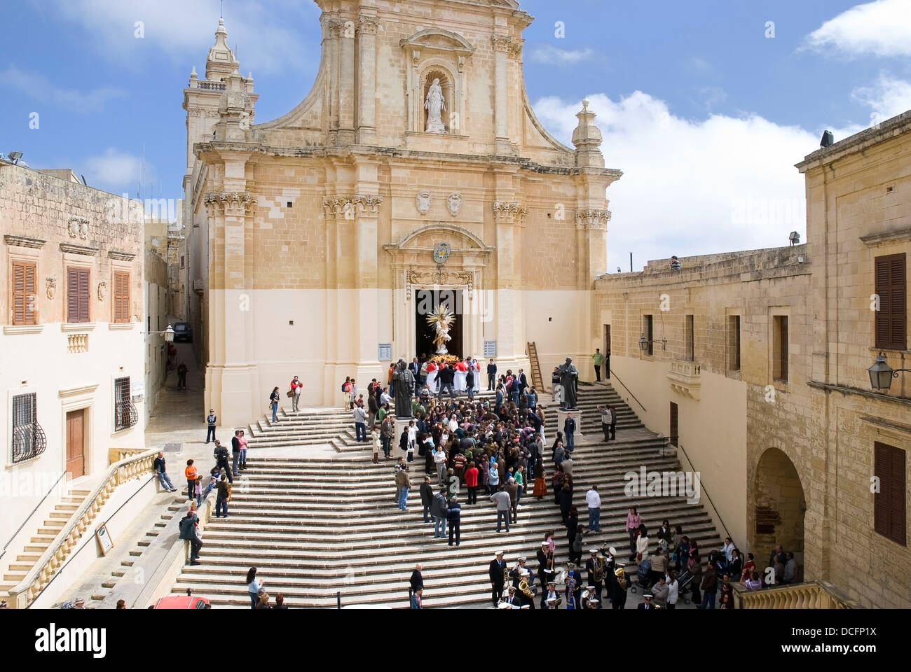 The Steps Of A Large White Church Stock Photo - Alamy