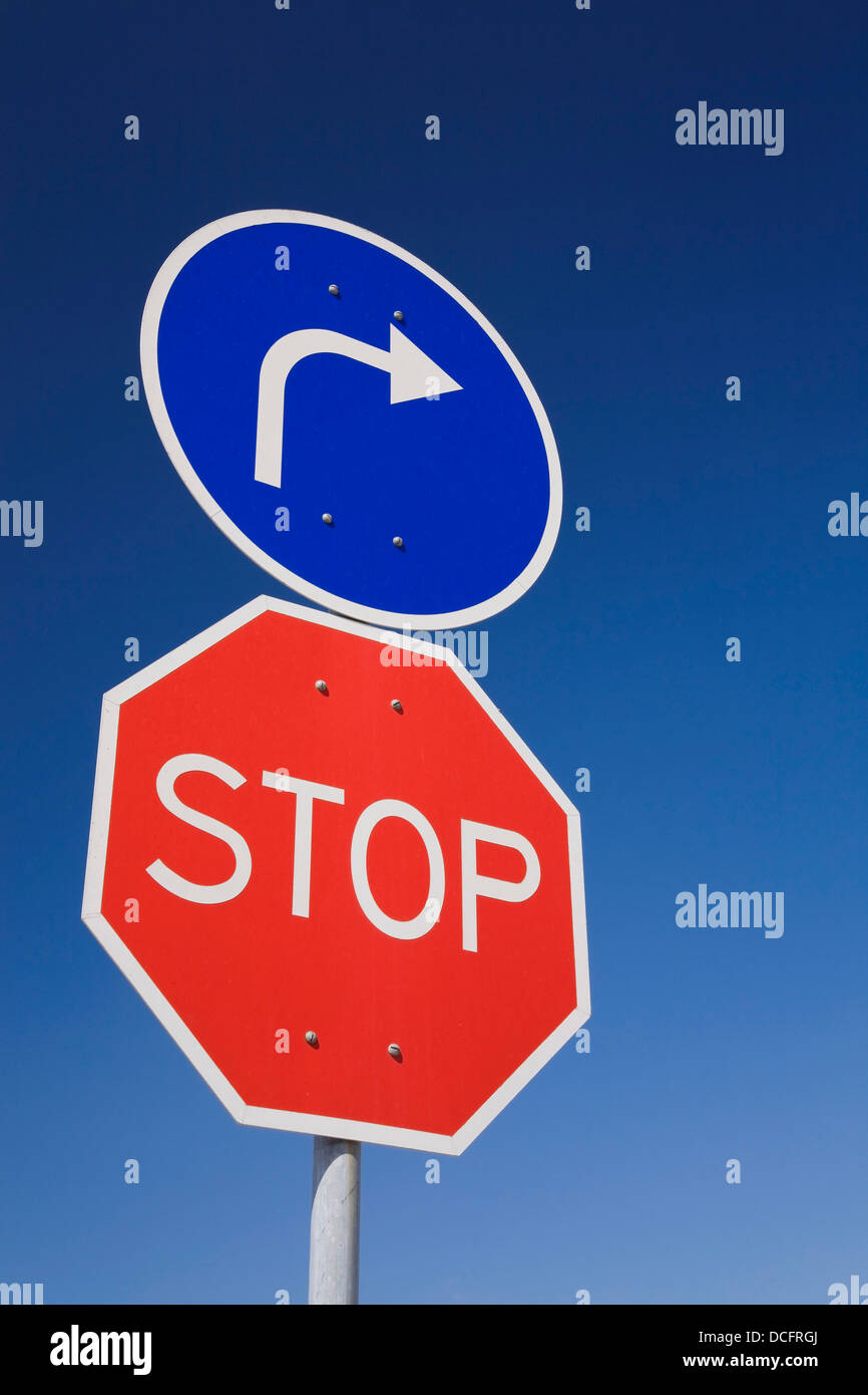 Stop Sign Right Turn Sign Stock Photos & Stop Sign Right Turn Sign ...