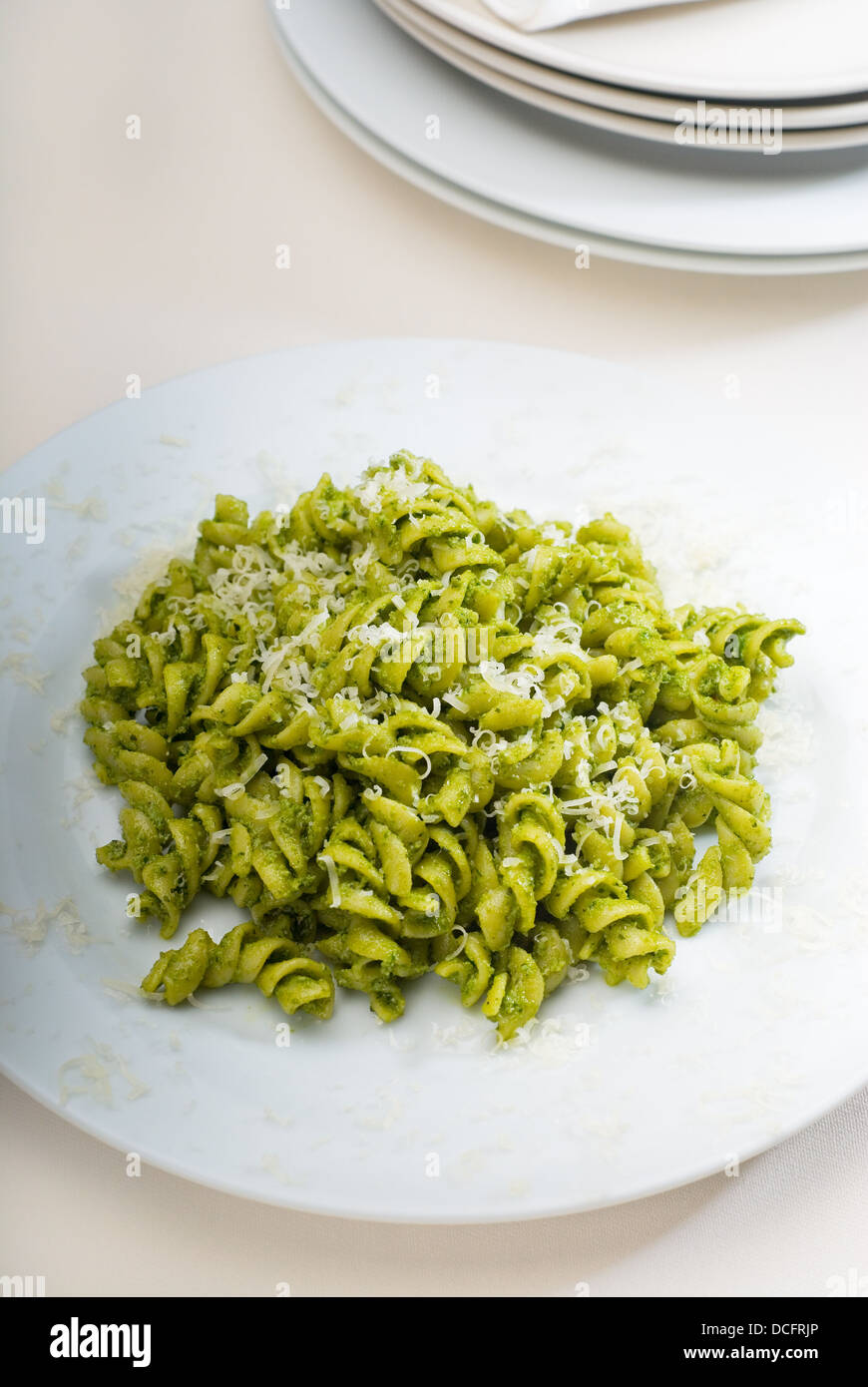 italian fusilli pasta and pesto Stock Photo - Alamy