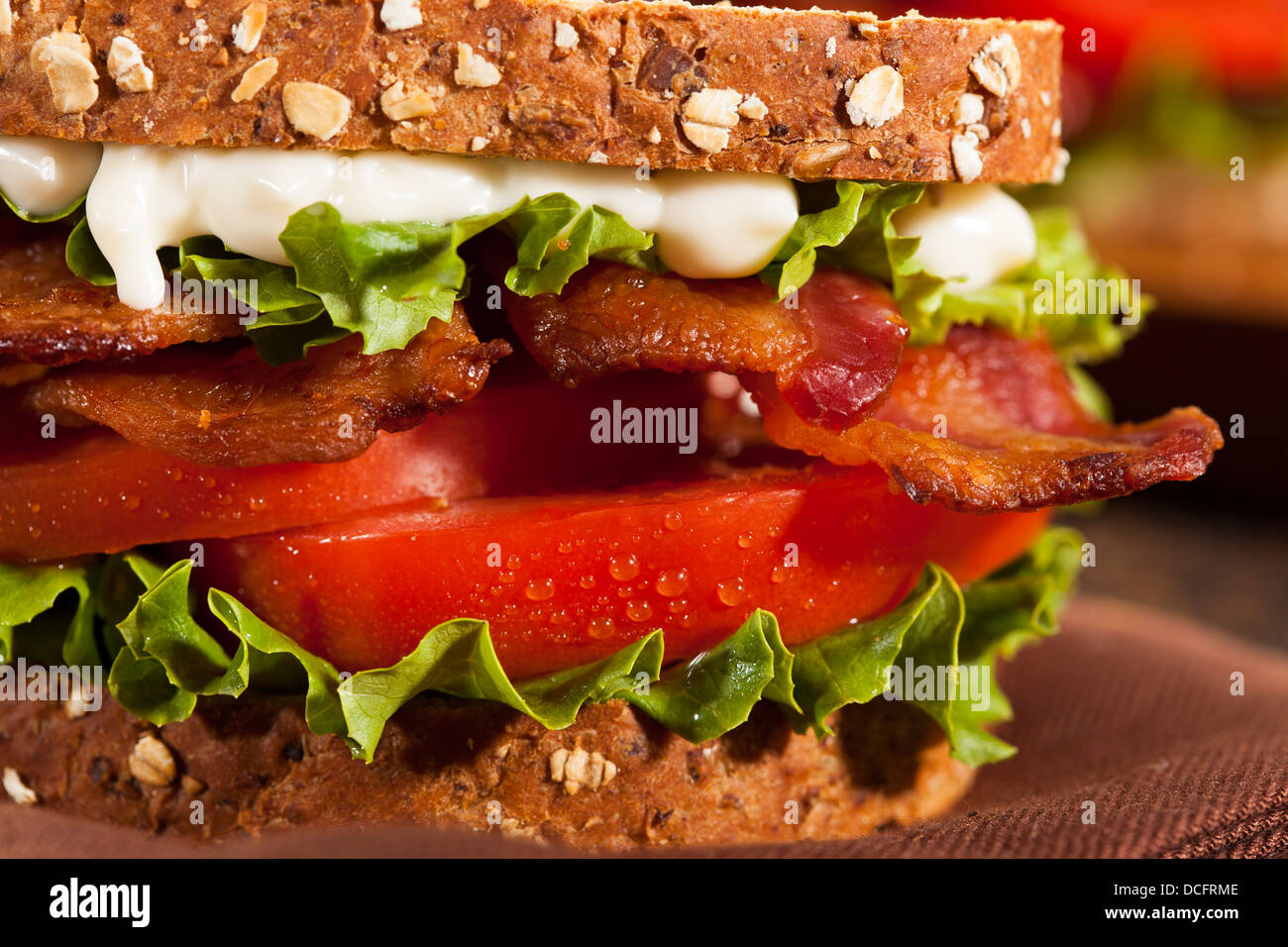 Fresh Homemade BLT Sandwich with Bacon Lettuce and Tomato Stock Photo ...