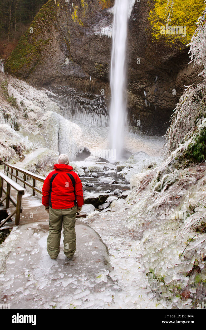Winter Ice Storm By Latourell Falls; Columbia River Gorge, Oregon, Usa ...