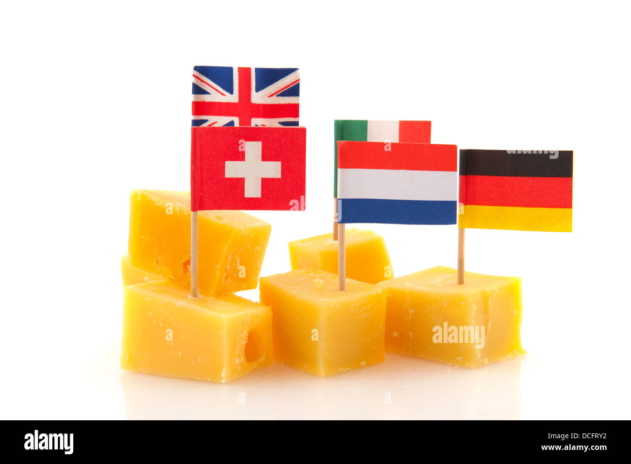 Cheese snack with European flags Stock Photo - Alamy