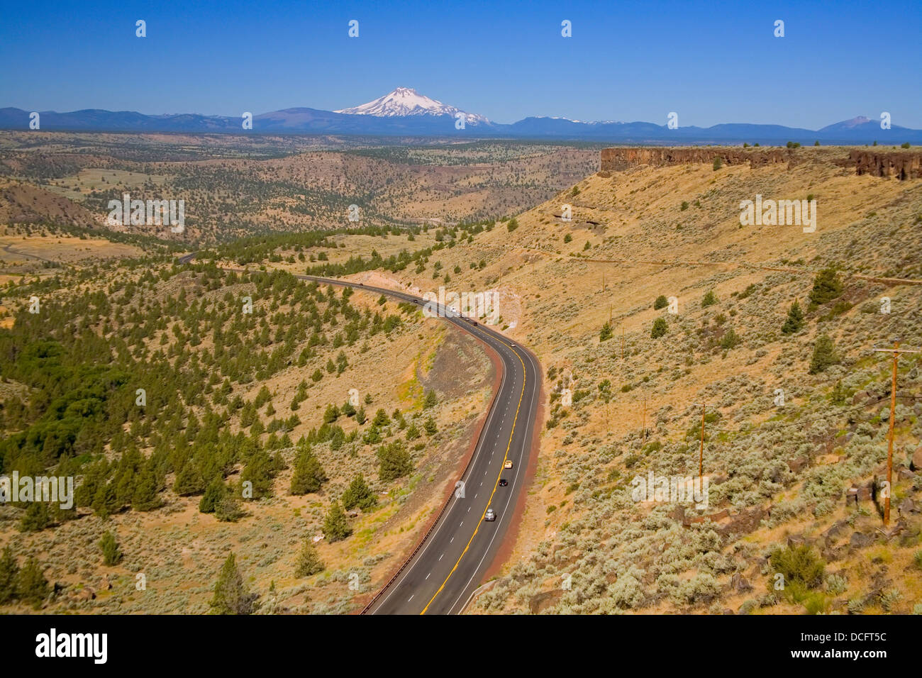 Road With Mount Hood In The Background; Oregon, Usa Stock Photo - Alamy