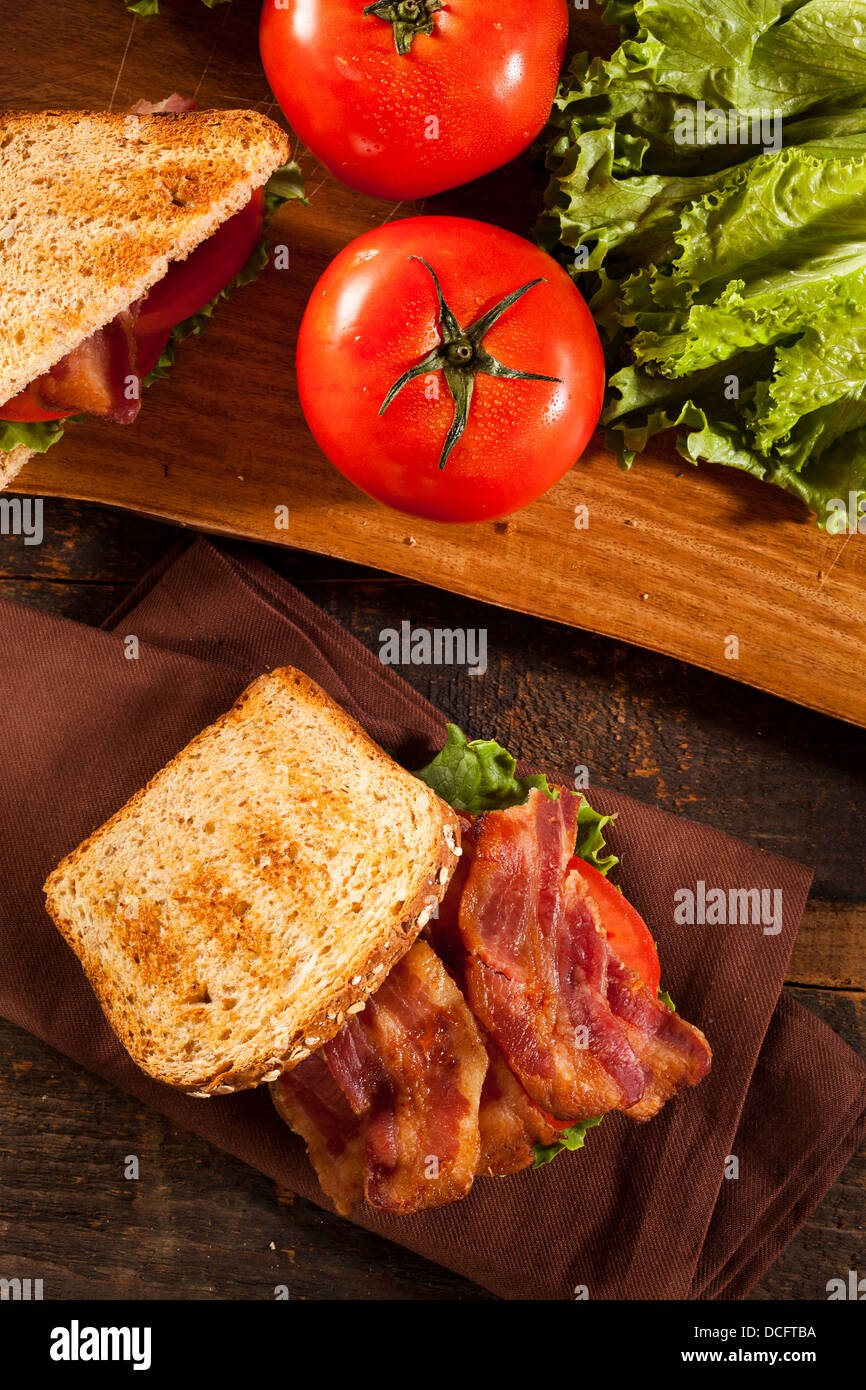 Fresh Homemade BLT Sandwich with Bacon Lettuce and Tomato Stock Photo ...