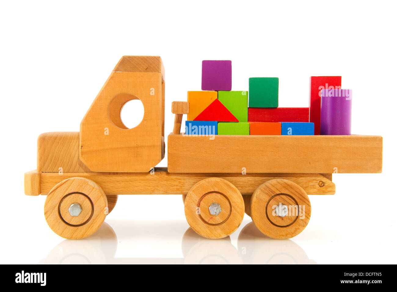 wooden toy car with colorful blocks Stock Photo - Alamy
