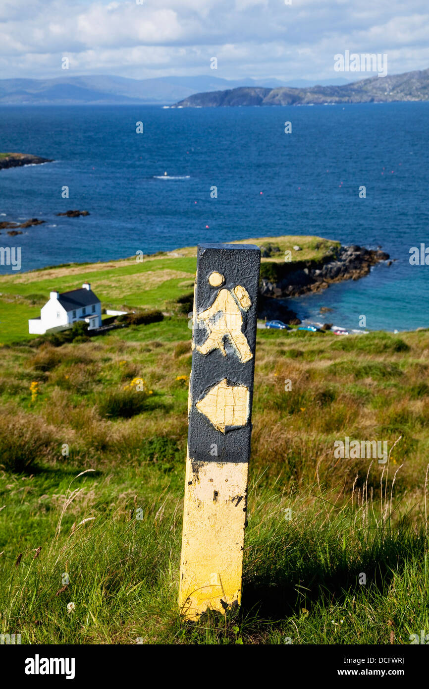 Hiking Signpost On Coastline; Allihies, County Cork, Ireland Stock ...