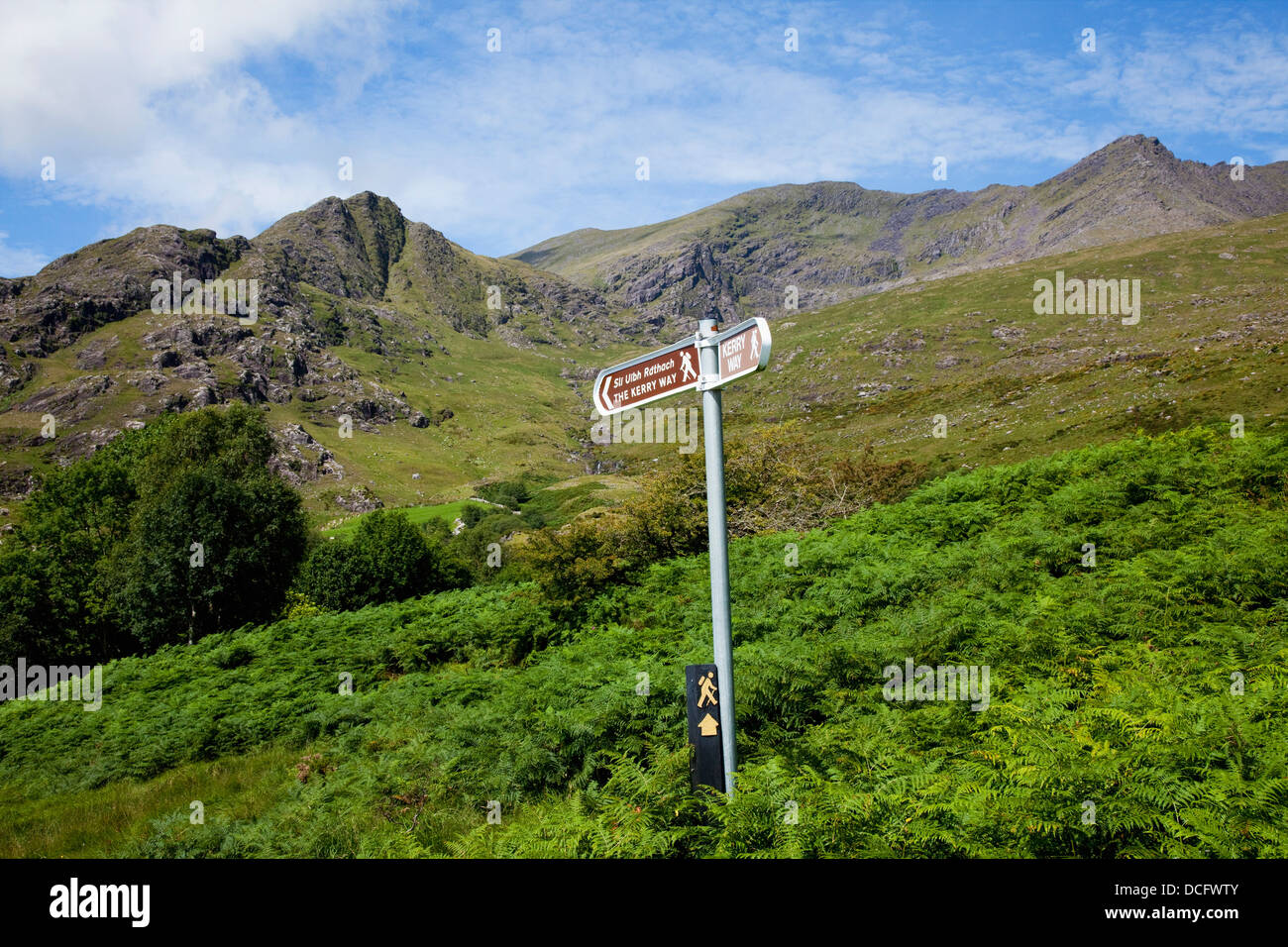 Hiking Signpost In Valley; Black Valley, County Kerry, Ireland Stock ...