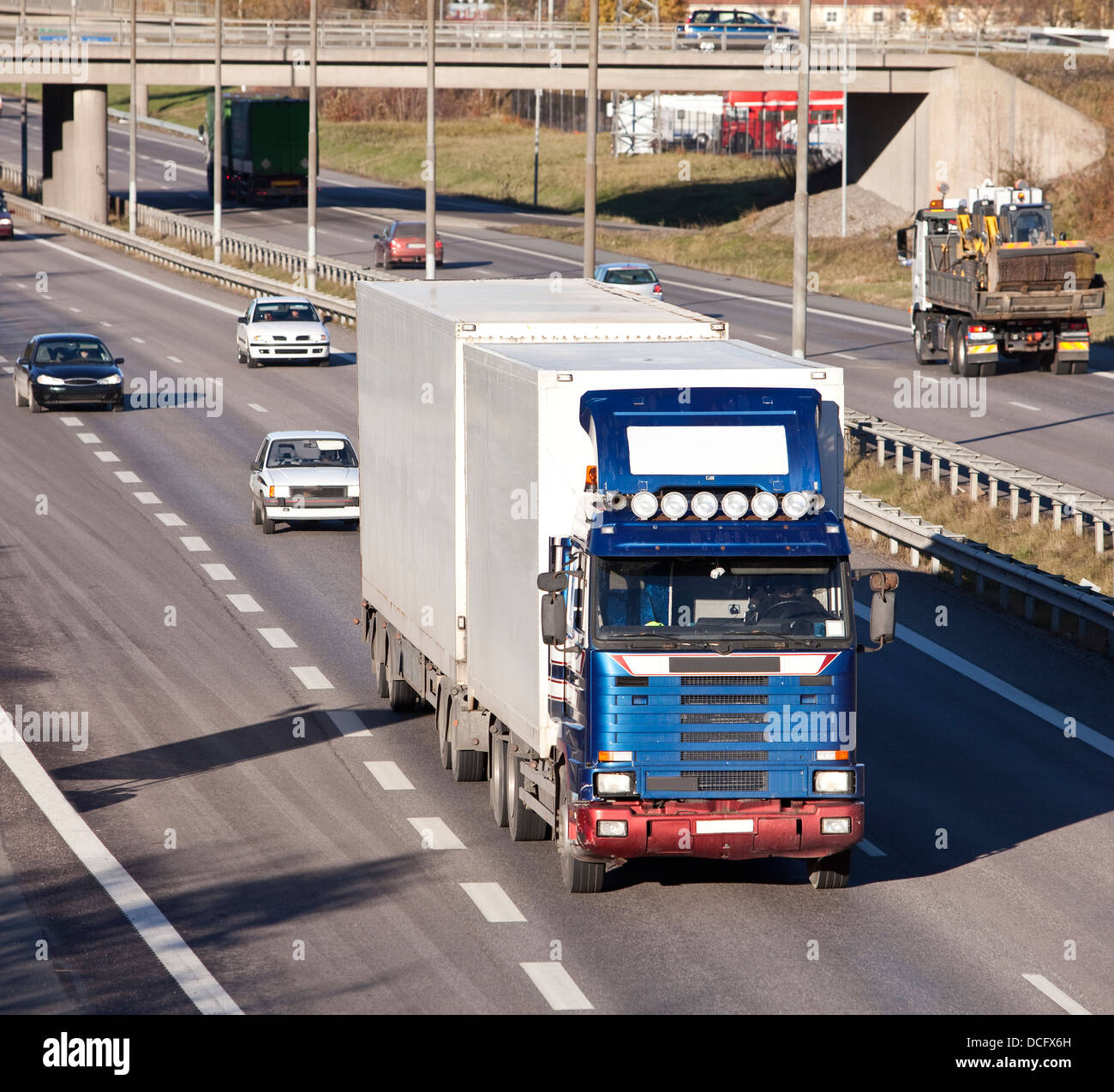 Truck on Highway Stock Photo - Alamy