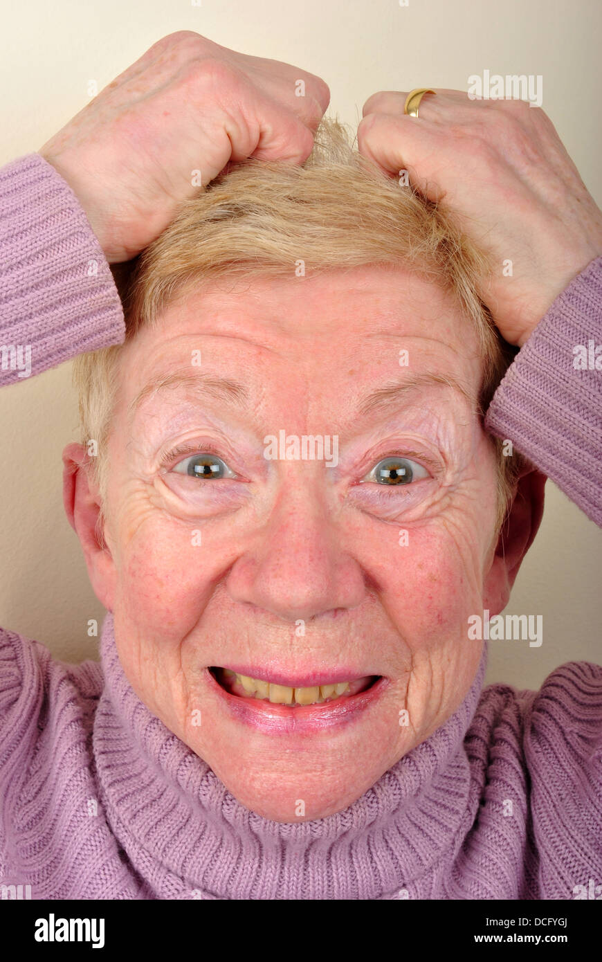 one old age woman is very upset Stock Photo - Alamy