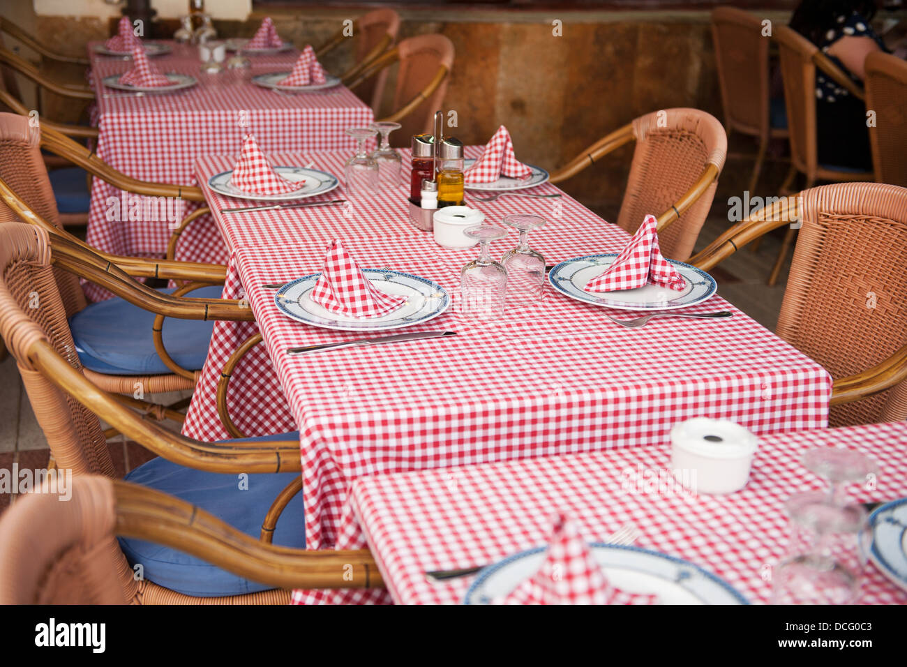 tables at the terrace Stock Photo - Alamy