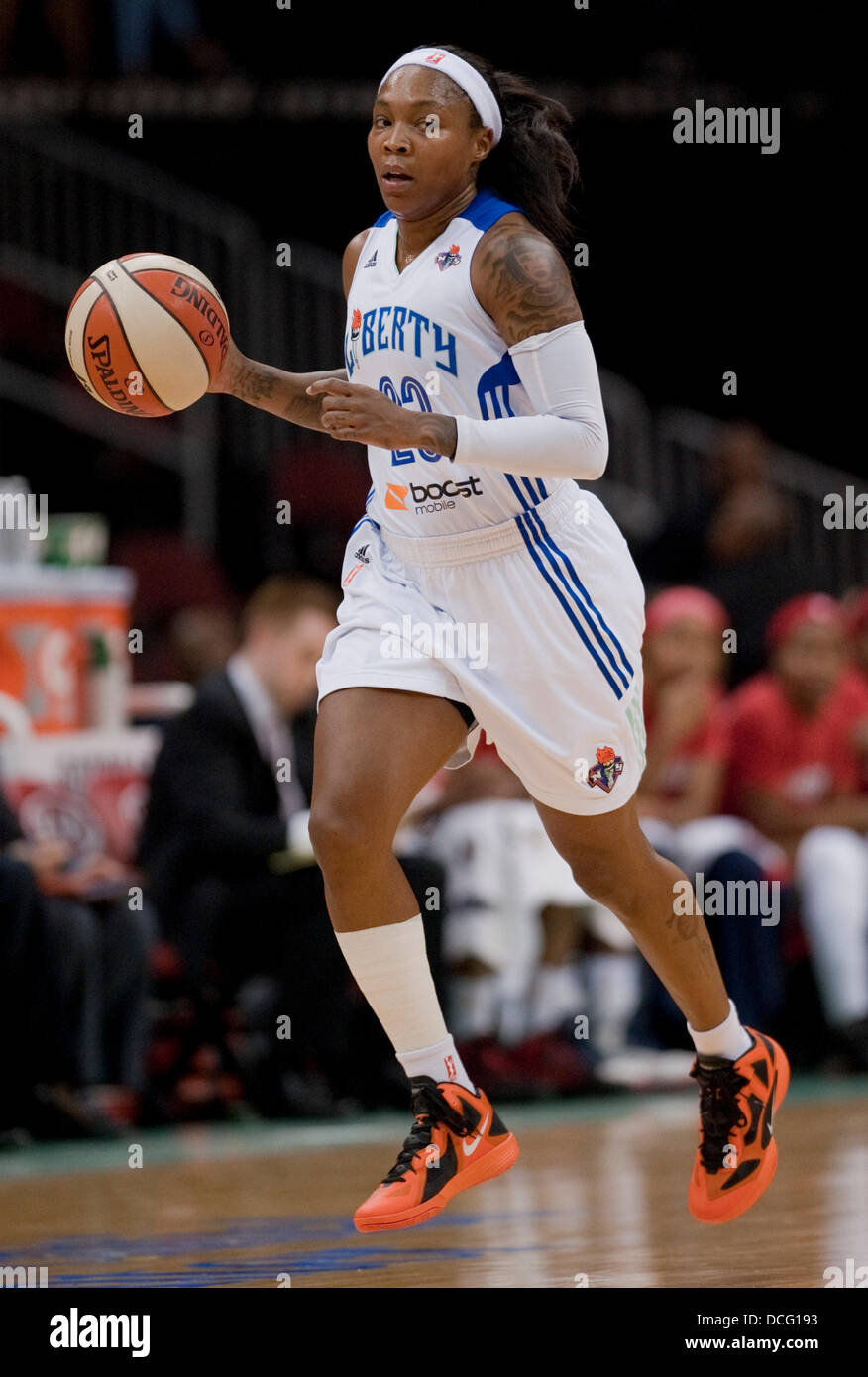 Newark, New Jersey, USA. 16th Aug, 2013. Liberty's guard Cappie ...