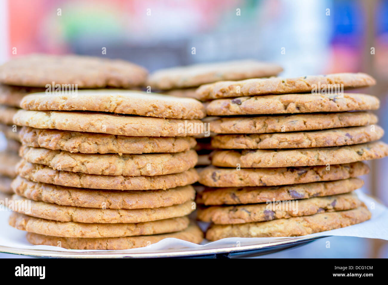 Cookies stacked and ready to eat Stock Photo - Alamy