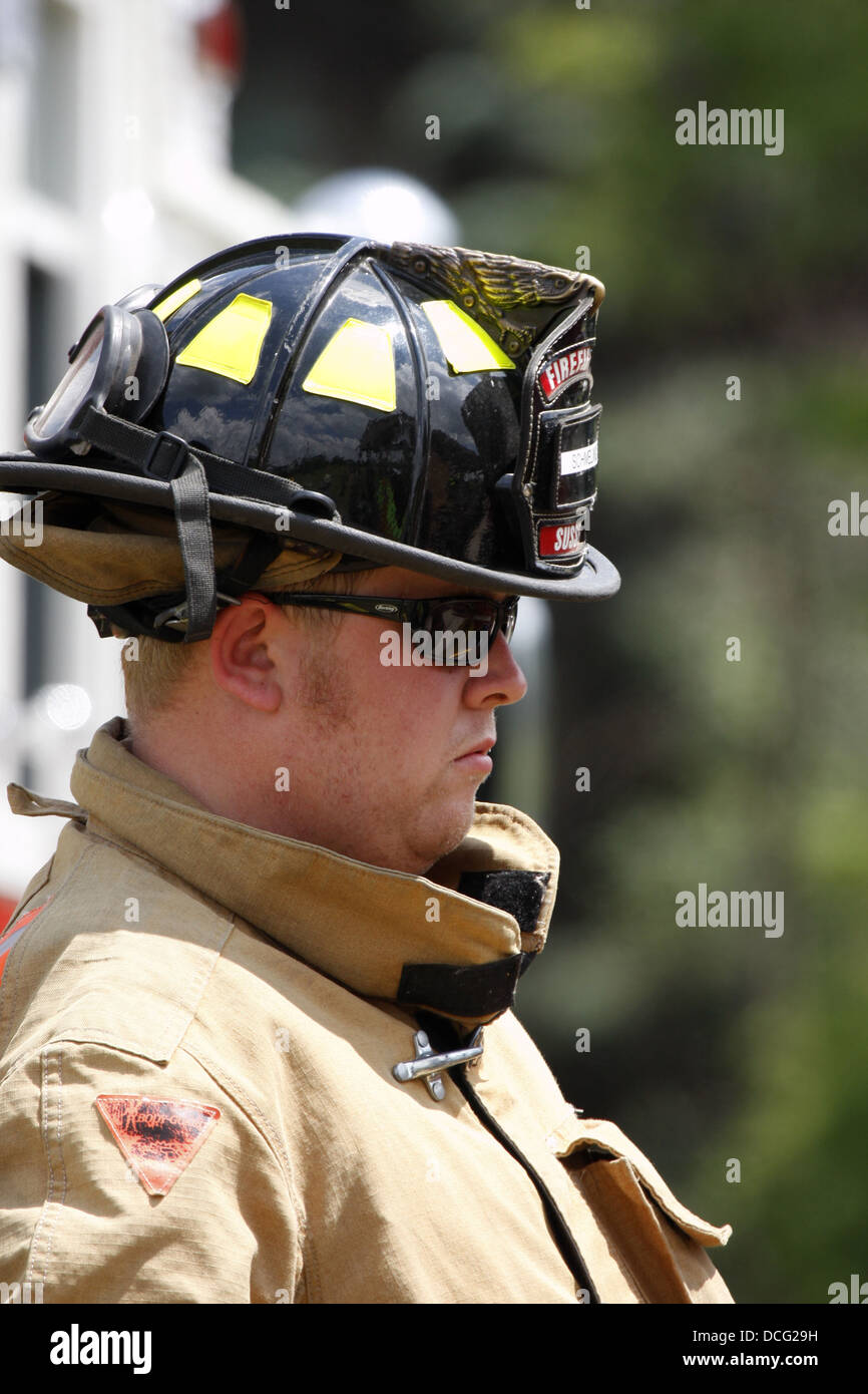 A Wisconsin Firefighter profile Stock Photo - Alamy