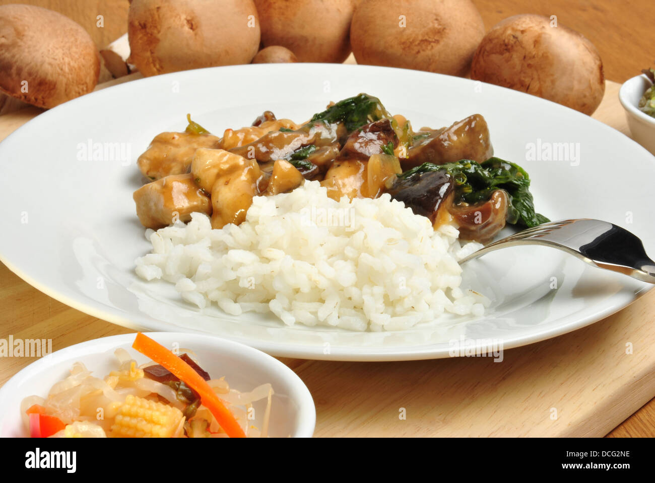 organic rice with grilled chicken and vegetable Stock Photo - Alamy