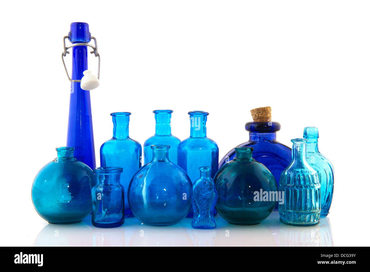 Blue glass objects Stock Photo - Alamy