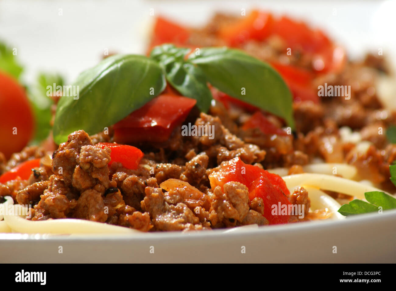 home made spaghetti with minced meat sauce Stock Photo - Alamy