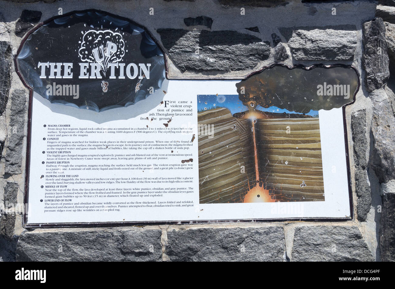 Oregon Newberry National Volcanic Monument Information sign about lava ...
